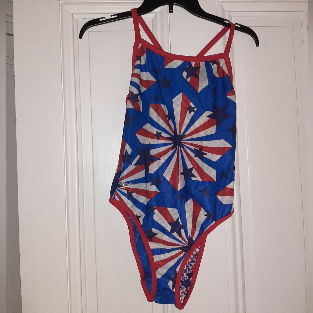 Speedo Reversible Red White And Blue Pattern One Piec… - Gem